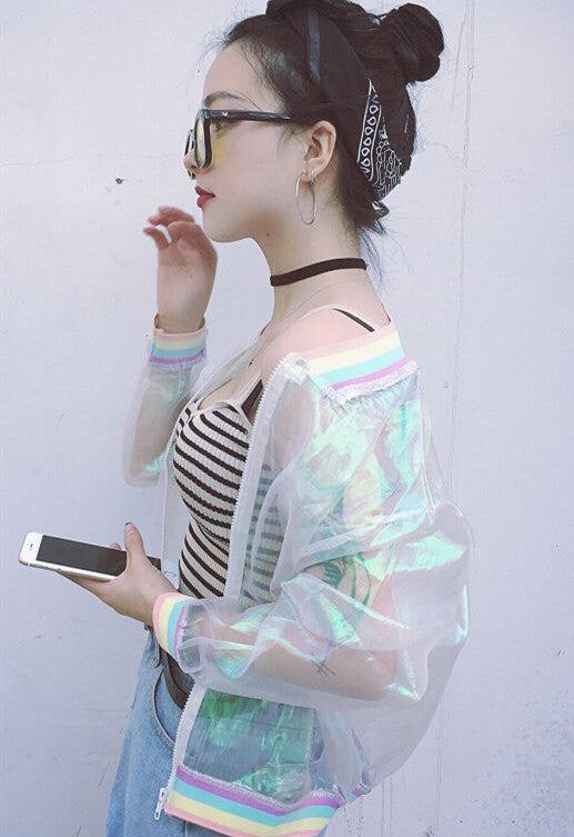 Transparent Bomber Jacket Sunproof Coat JK1402 – Juvkawaii
